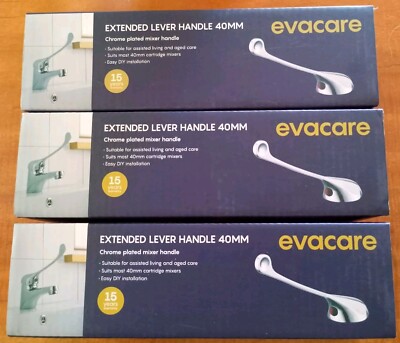 3x Evacare Extended Lever Handle For Bathroom Flick Mixer Tap Fit 40mm ...