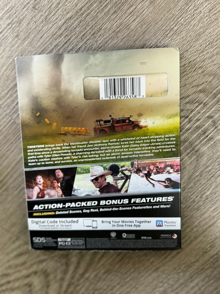 Twisters 2024 Blu-ray DVD Disc With Slip Cover No Digital Code Glen ...