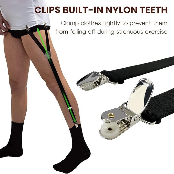 Men's Shirt Stays Y-Style Shirt Tucking Thigh Garter Strap Socks Non ...