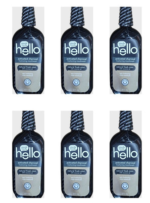 6 X hello activated charcoal mouthwash 473mL Natural Fresh Mint With ...