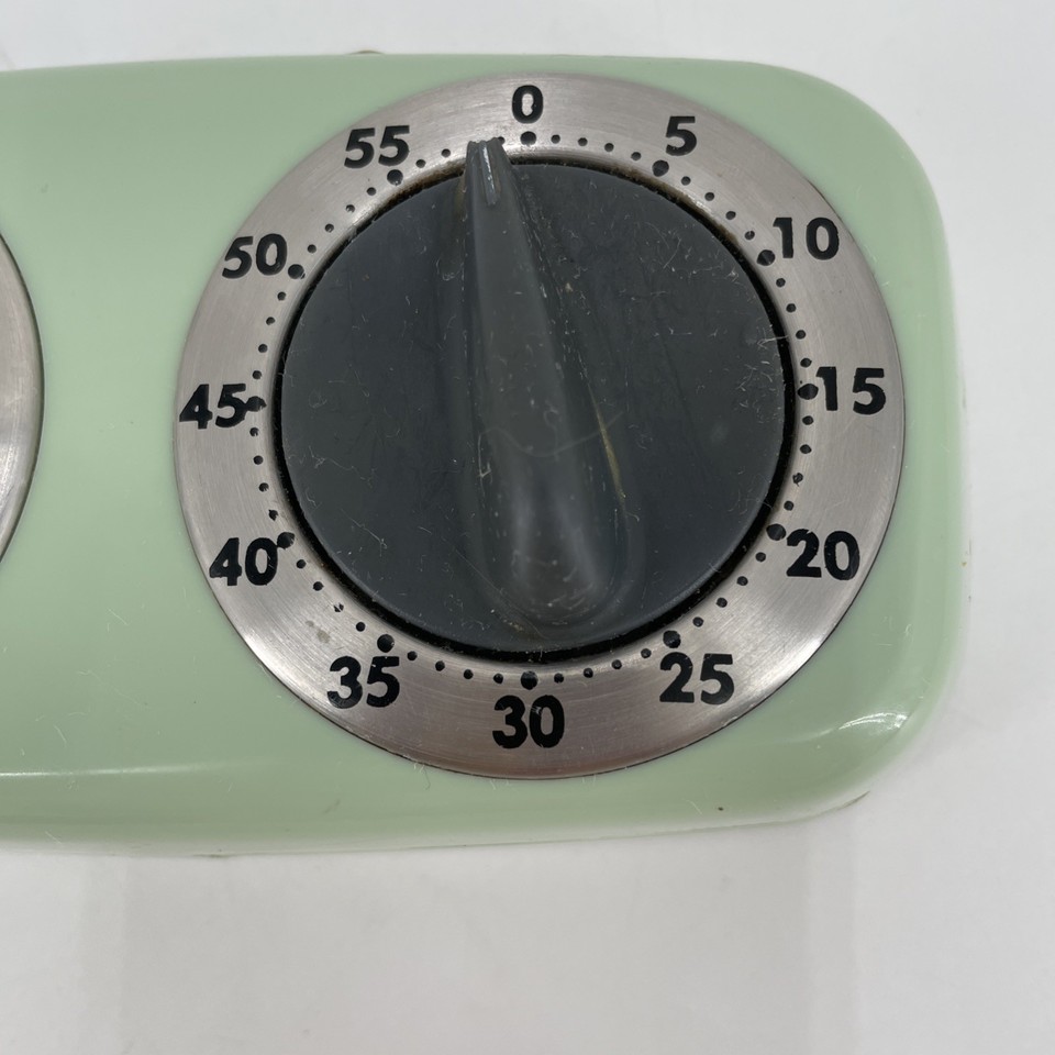 Vintage AMCO Retro Dual Kitchen Wind Up Timer Sea Foam Mint Green ...