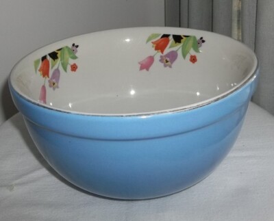 Vintage 1930’s Hall China BLUE CROCUS Big Rimmed Bowl 8 5/8" diameter ...