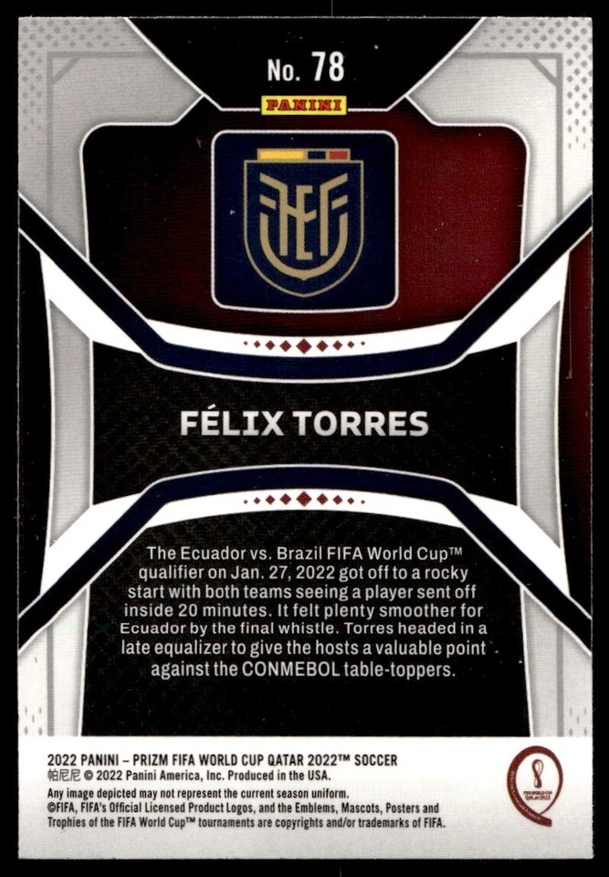 2022 Panini Prizm World Cup Felix Torres Rookie G76 Ecuador #78 | eBay