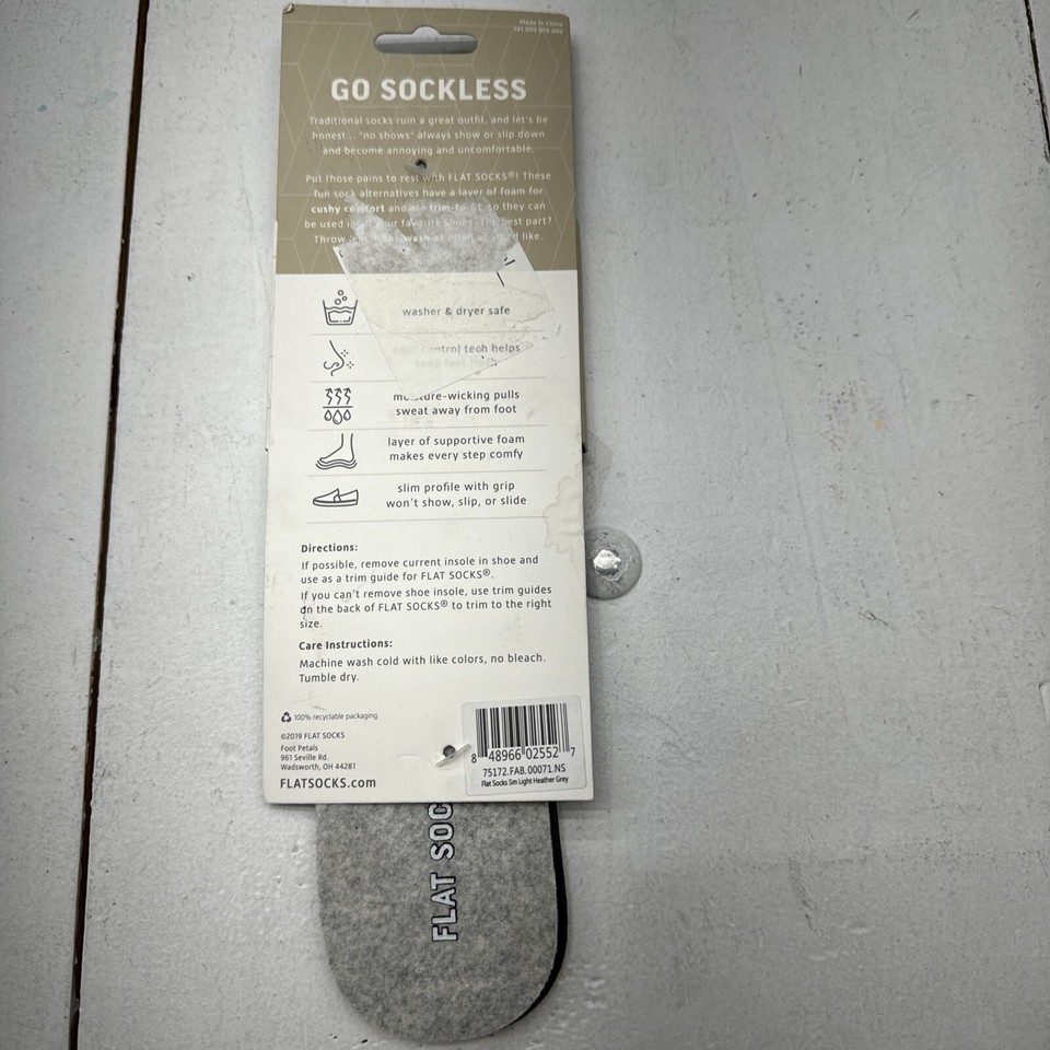 Flat Socks Trim To Fit Sockless Insoles No Slip Washable Unisex | eBay