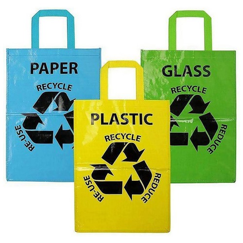 Recycle Carry Bags Recycling Organizer Reusable Waste Bin Sack Handles ...