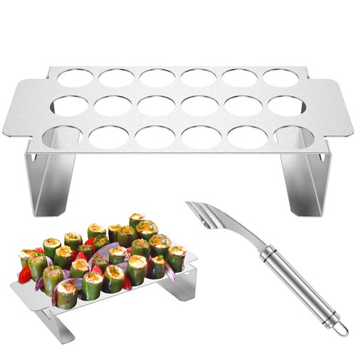 2Pcs Jalapeno Grill Rack with Pepper Corer Tool 18 Holes Pepper ...