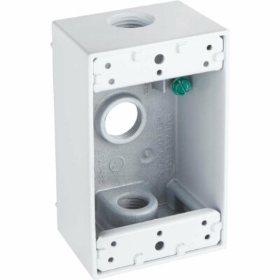 WHITE Single-Gang Aluminum Weatherproof Outdoor Outlet Box 5320-1 / ...
