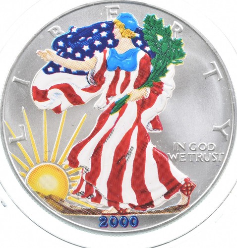 2000 Beautifully Painted/Sticker American Silver Eagle 1 Oz. .999 Fine ...
