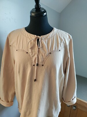 Hot Cotton Mark Ware L Tan Western Style Tunic Sweatshirt Brown USA ...