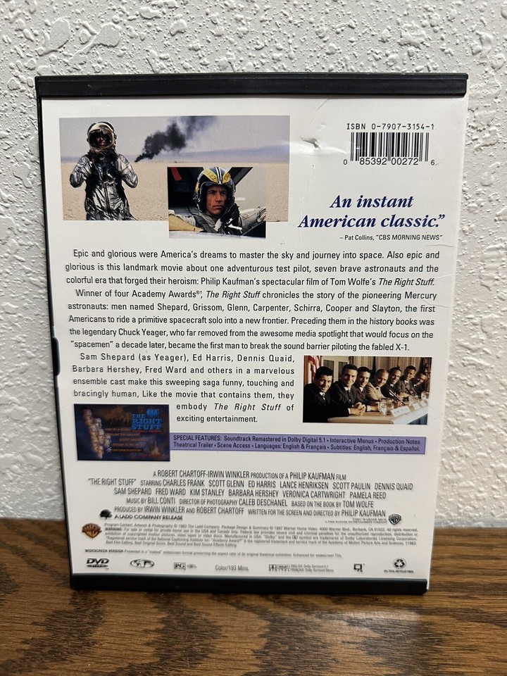 The Right Stuff (DVD, 1997) 85392002726| eBay