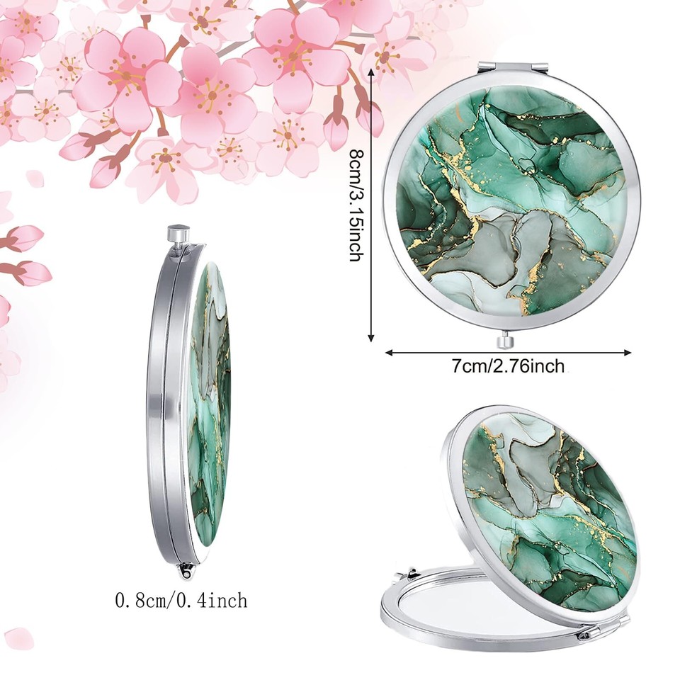 Compact Mirror for Women,Round Mini Pocket Travel Makeup Mirror,Pretty ...