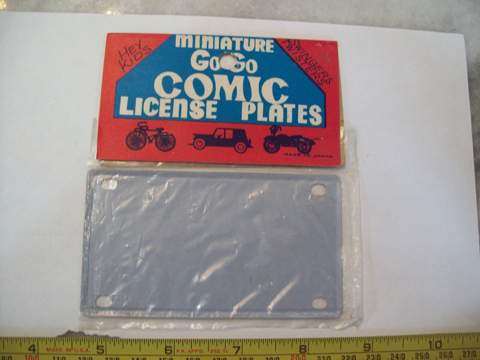 1960's VTG MINIATURE 4" COMIC LICENSE PLATE "I'LL TRY ANYTHING ONCE ...