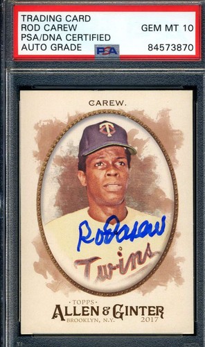 Rod Carew Gem Mint 10 PSA DNA Signed 2017 Allen Ginters Autograph | eBay