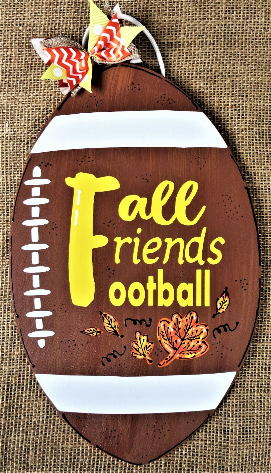 FALL FRIENDS FOOTBALL SIGN Wall Art Door Hanger Plaque Wood Autumn ...