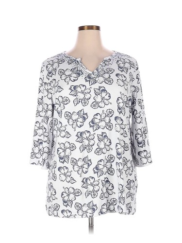 Quacker Factory Women White Short Sleeve Top XL | eBay