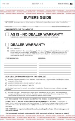 FEDERAL BUYERS GUIDE AS-IS NO WARRANTY FORM #8250 FREE SHIPPING - new ...