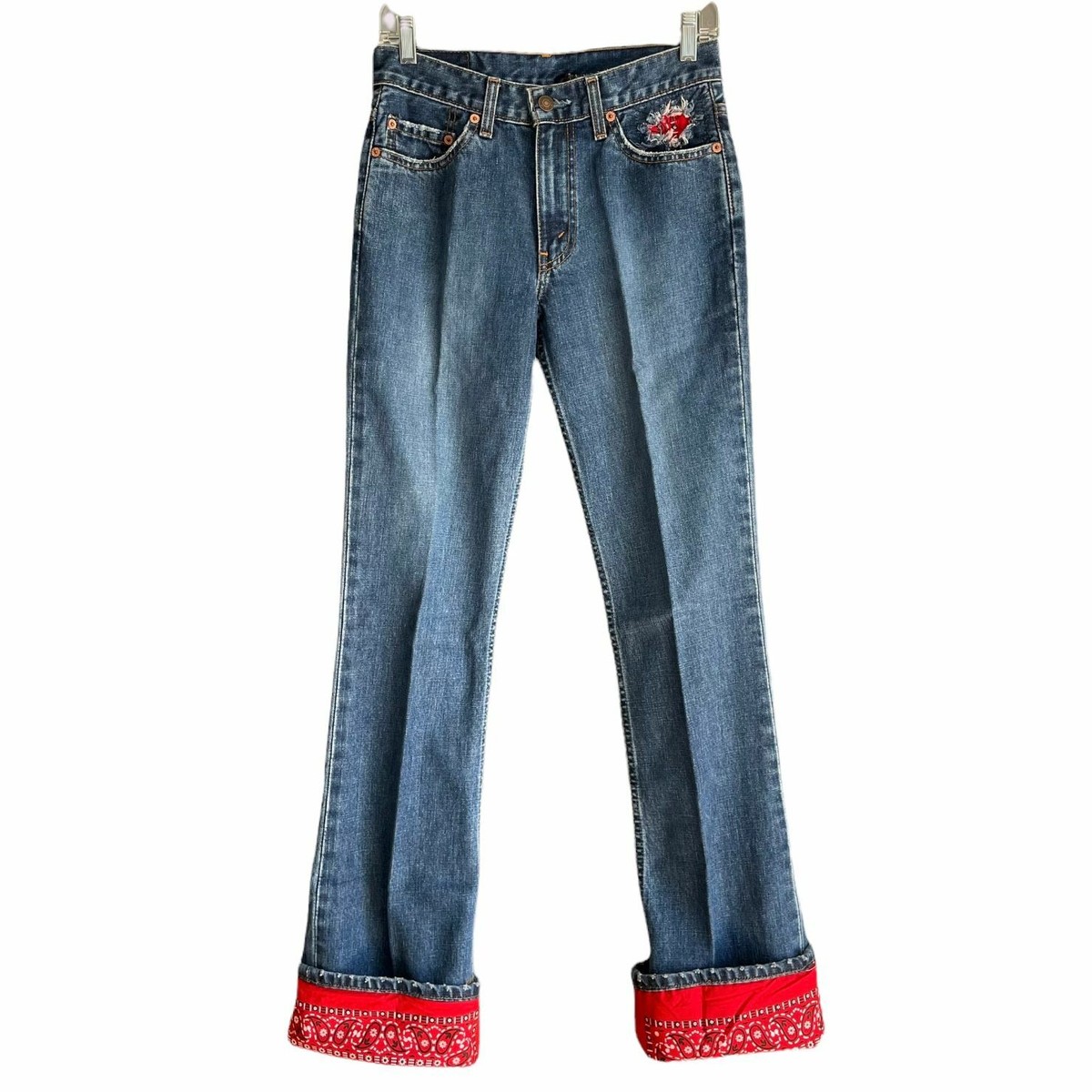 Vintage Levis 555 Jeans 26x31 Remake Bandana Cuffed Vintage Levis 555 Jeans 26x31 Remake Bandana Cuffed