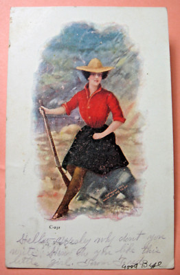 1905 Lady Huntress & Her Rifle postcard | eBay