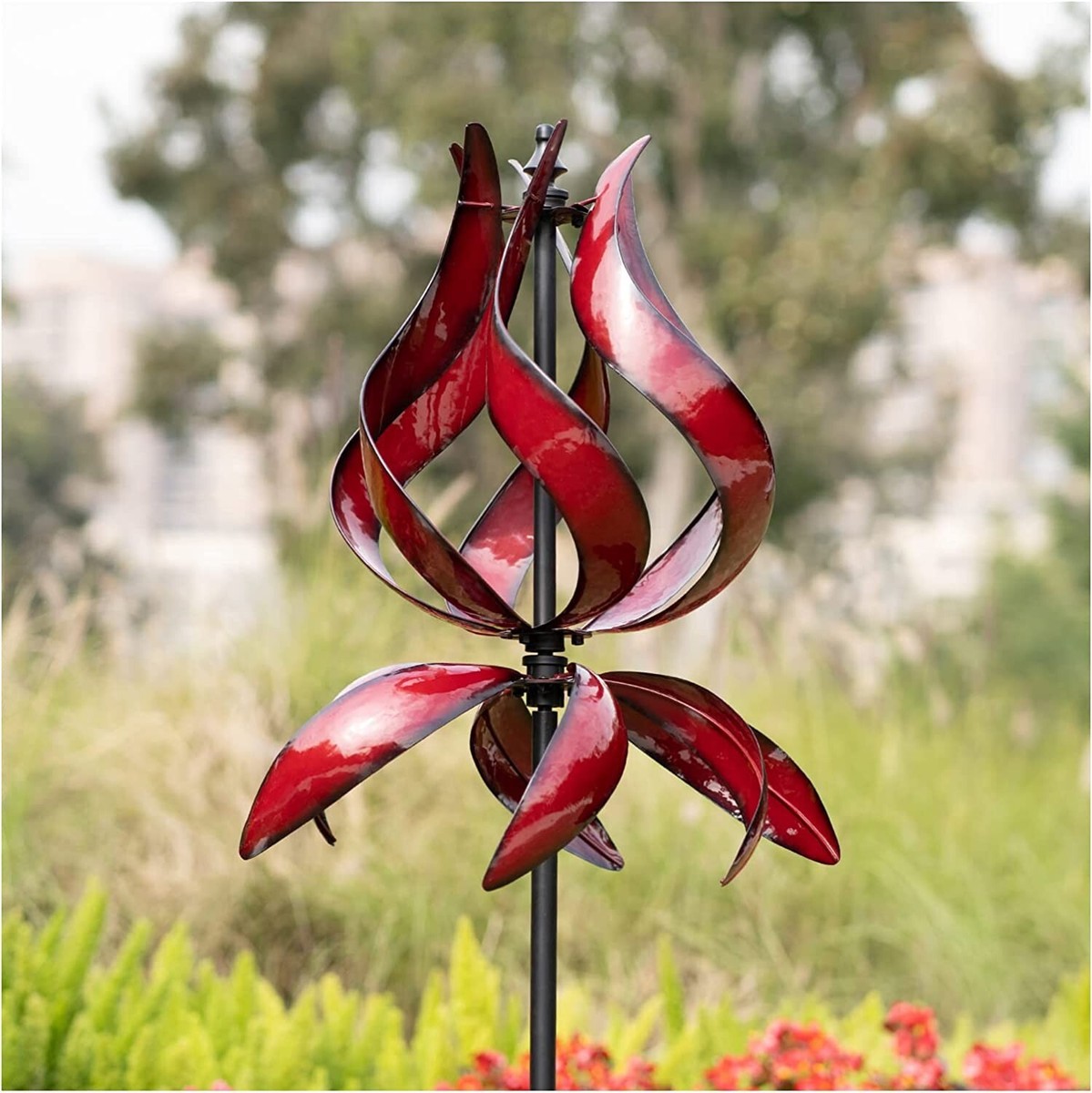 Kinetic Pinwheel Metal Garden Sculpture