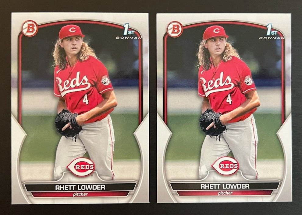 RHETT LOWDER Cincinnati REDS RC ROOKIE CARD 1st 2023 BOWMAN DRAFT #BD ...