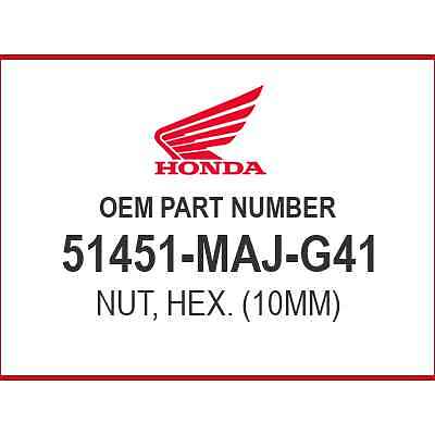 Honda NUT, HEX. (10MM) 51451-MAJ-G41 OEM NEW | eBay