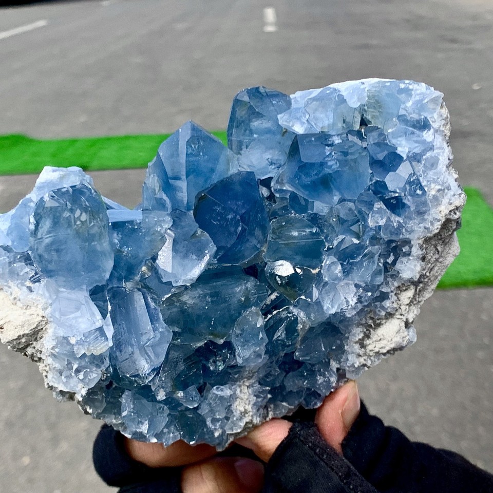 2.89LB Natural Blue Celestite Geode Quartz Crystal Mineral Specimen ...