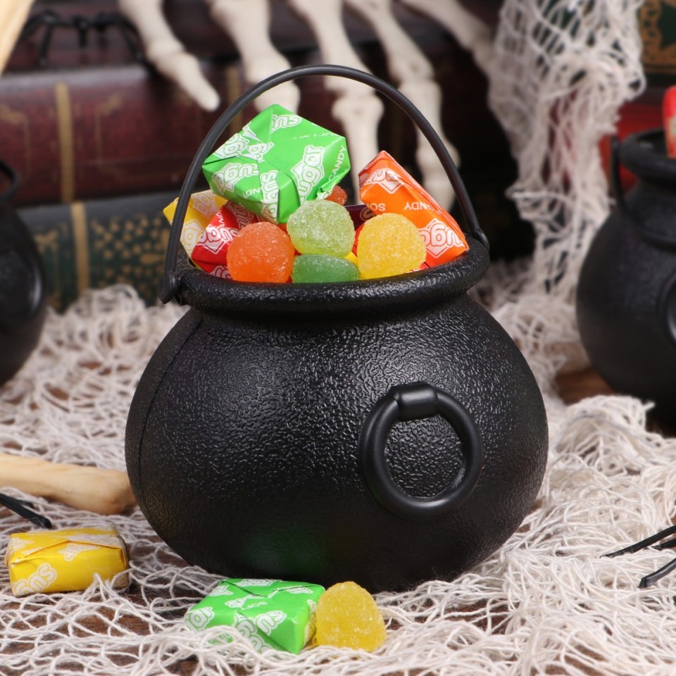 Large Black Bucket Small Cauldrons for Food Halloween Candy Bowl | eBay ...