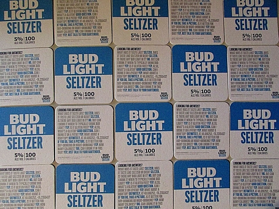 NEW 125 Bud Light Seltzer Beer Coasters Bar Glass Mat Drink Coaster | eBay