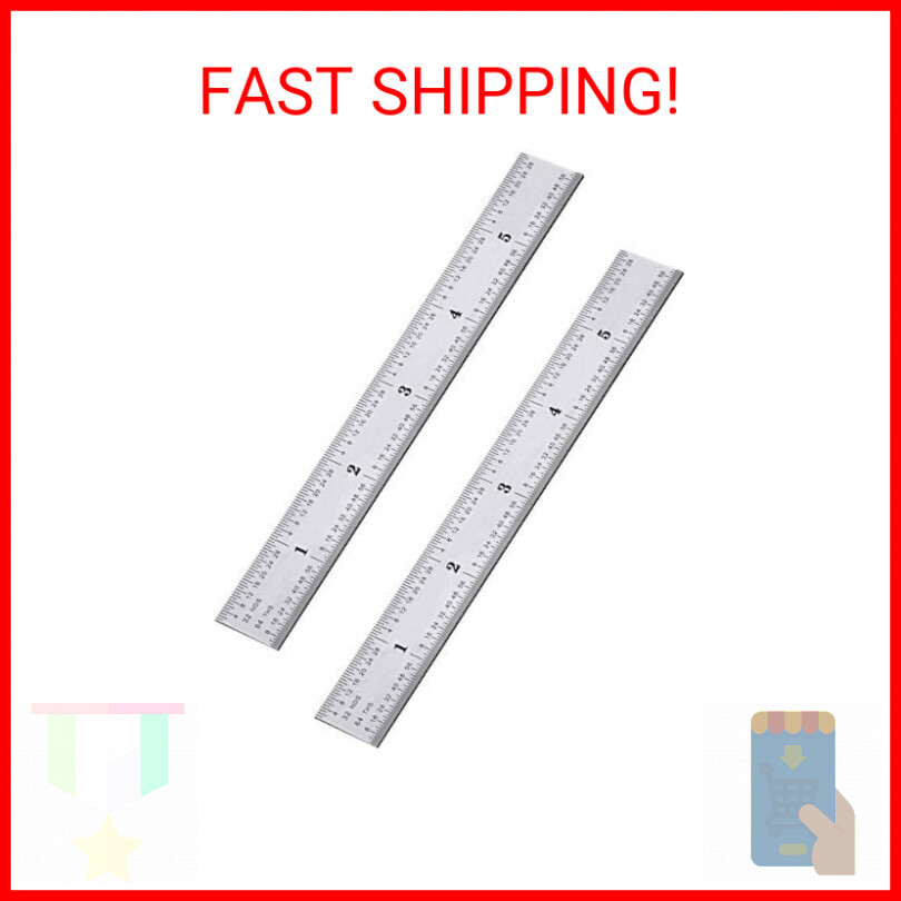 eBoot 2 Pack Stainless Steel Ruler Machinist Engineer Ruler, Rigid ...