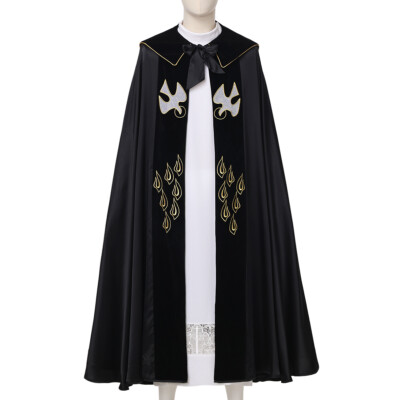 Catholic Church Bishop Black Cope Birds IHS Embroidery Cape Men Women ...