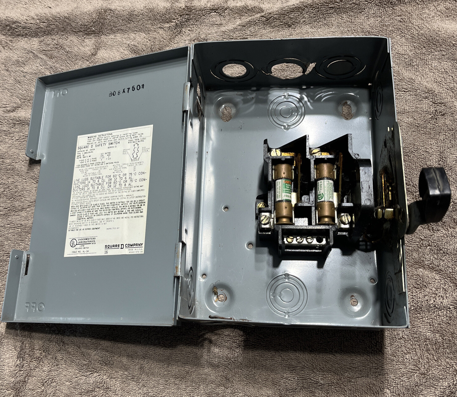 Square D D221N General Duty Safety Switch 240 VAC 30 A D22IN USED | eBay