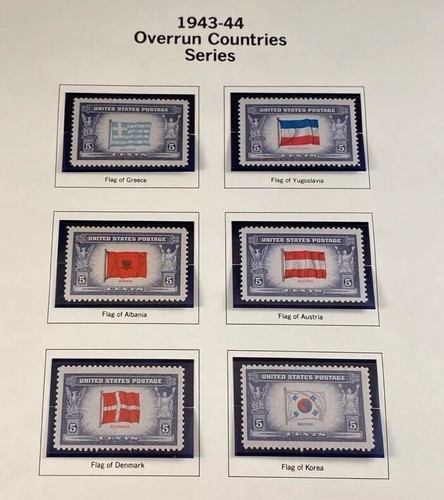 1943-1944 Overrun Countries Series Collectable Postage Stamps 6 Stamps ...