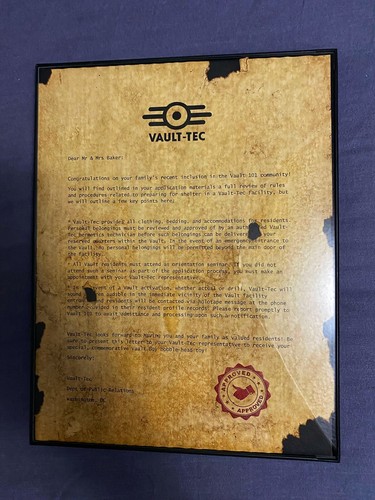 Personalized Fallout Vault Tec Acceptance Letter (Framed) | eBay