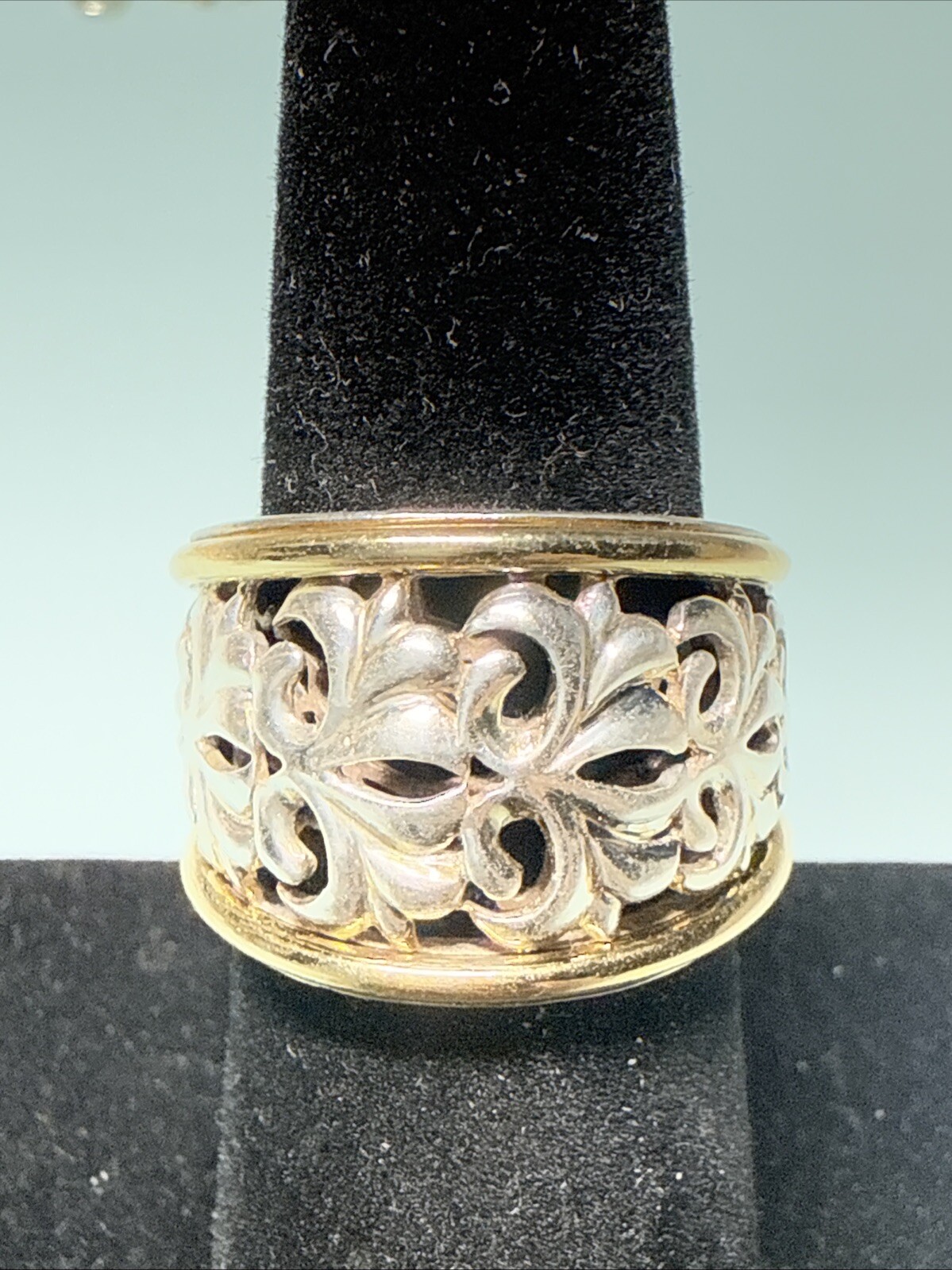 Charles Krypell Sterling & 18k Gold Openwork Filigree… - Gem