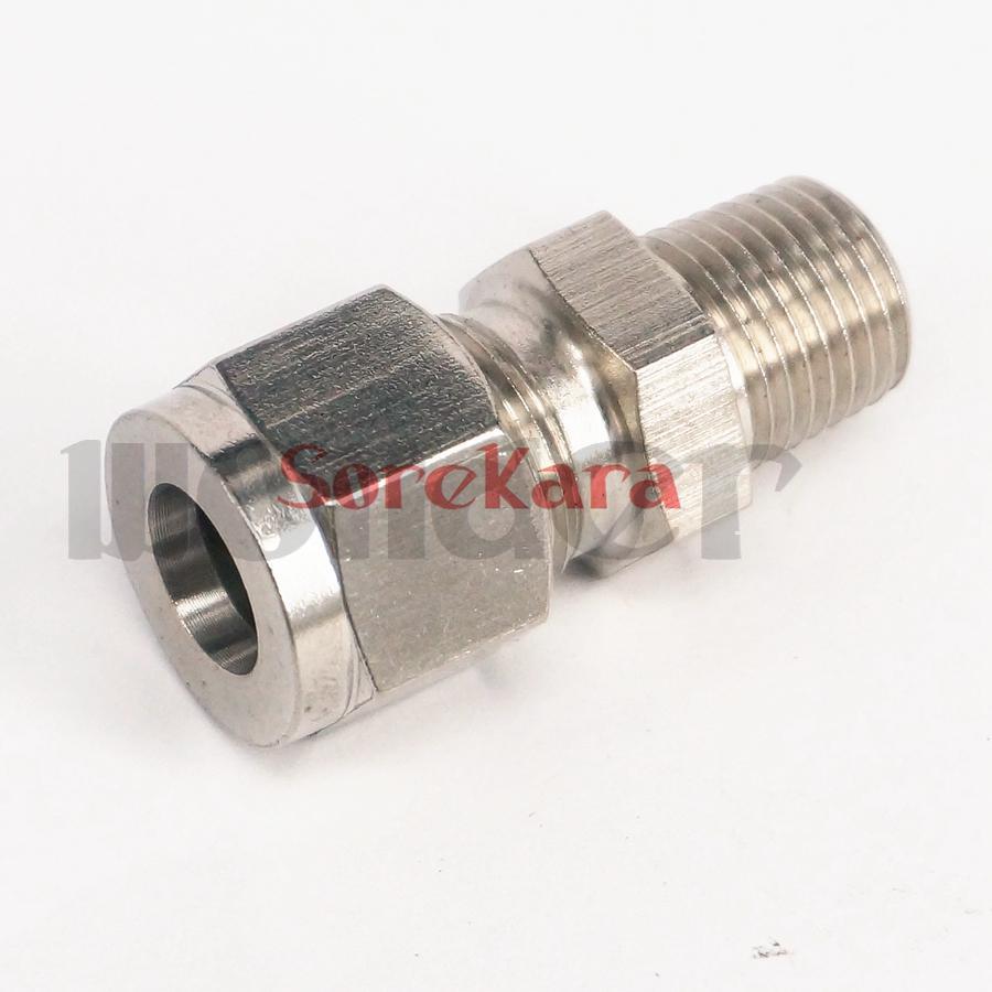 M10x1mm Metric Male 304 SS Pipe Compression fitting 10mm Tube Connector ...