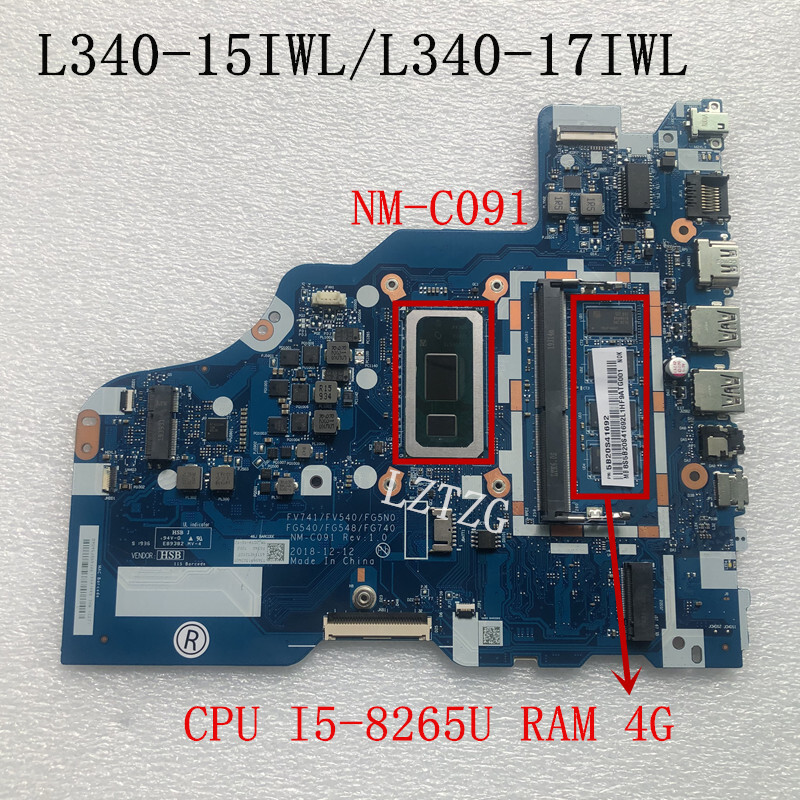 NM-C091 For Lenovo L340-15IWL/L340-17IWL Motherboard I5-8265U UMA 4G ...