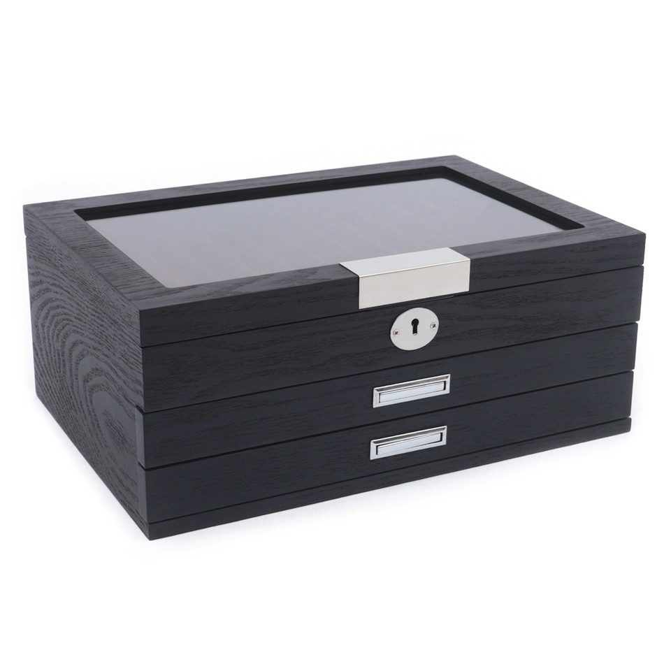 3-Layer 34-Slot Wooden Pens Display Case Pen Collector Fountain Pen ...