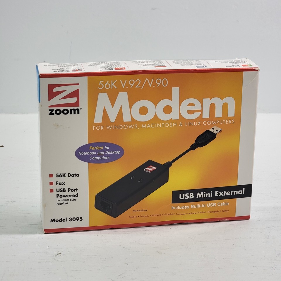ZOOM Model 3095 56K V.92/V.90 USB Modem Mini External - Windows, Mac ...