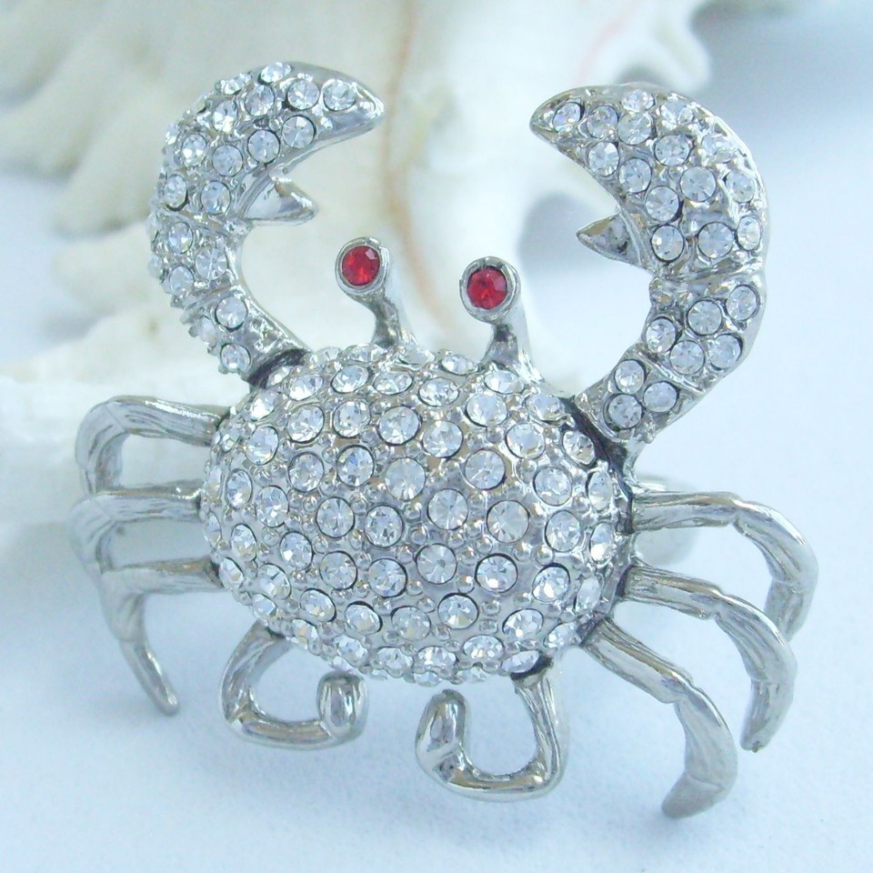 Unique Animal Cocktail Crab Ring Clear Austrian Crystal CR190C1 | eBay