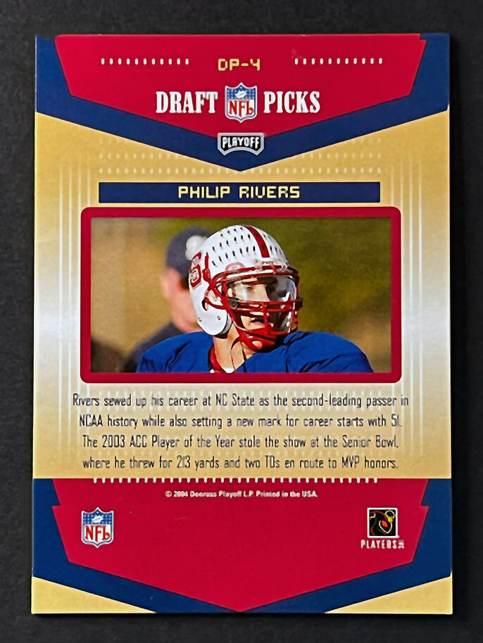 2004 Playoff Prestige #DP-4 Philip Rivers Draft Picks NC State Wolfpack ...
