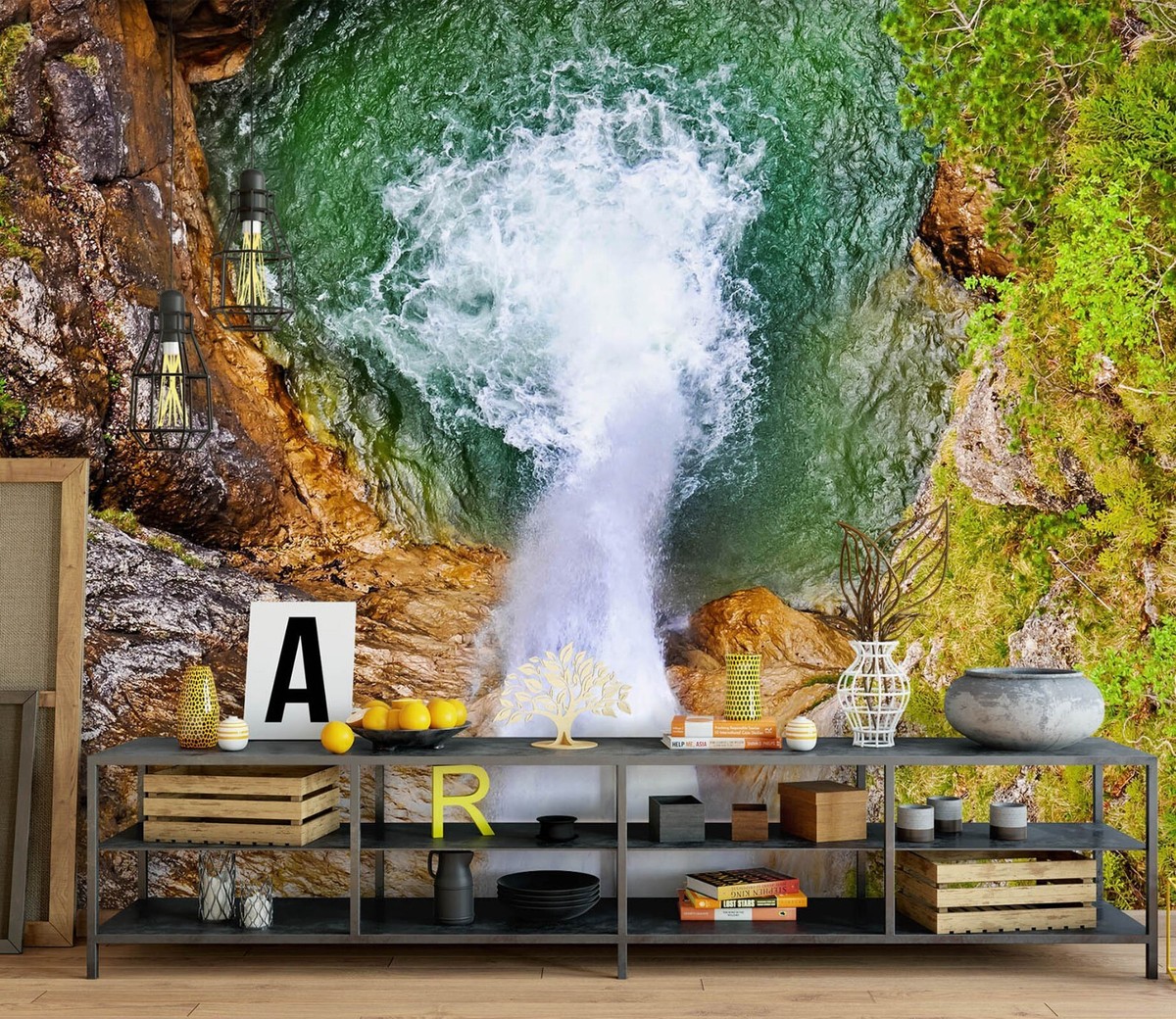 Water Creek Mural 3d Hidden Waterfalls 3D Wall Mural / Verborgen