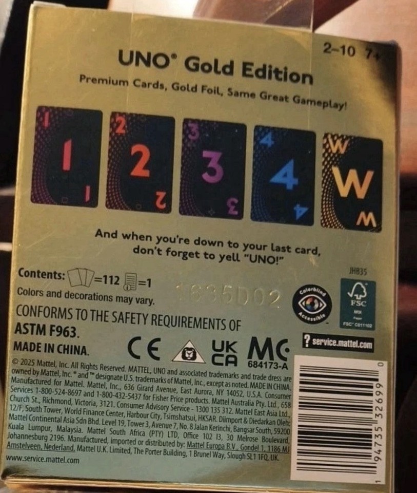 2025 Mattel UNO GOLD Edition Card Game - Premium GOLD Foil Cards - New ...