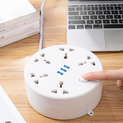 Foldable Power Strip - 5 Sockets 3 USB Ports - 2M Cable White | eBay UK