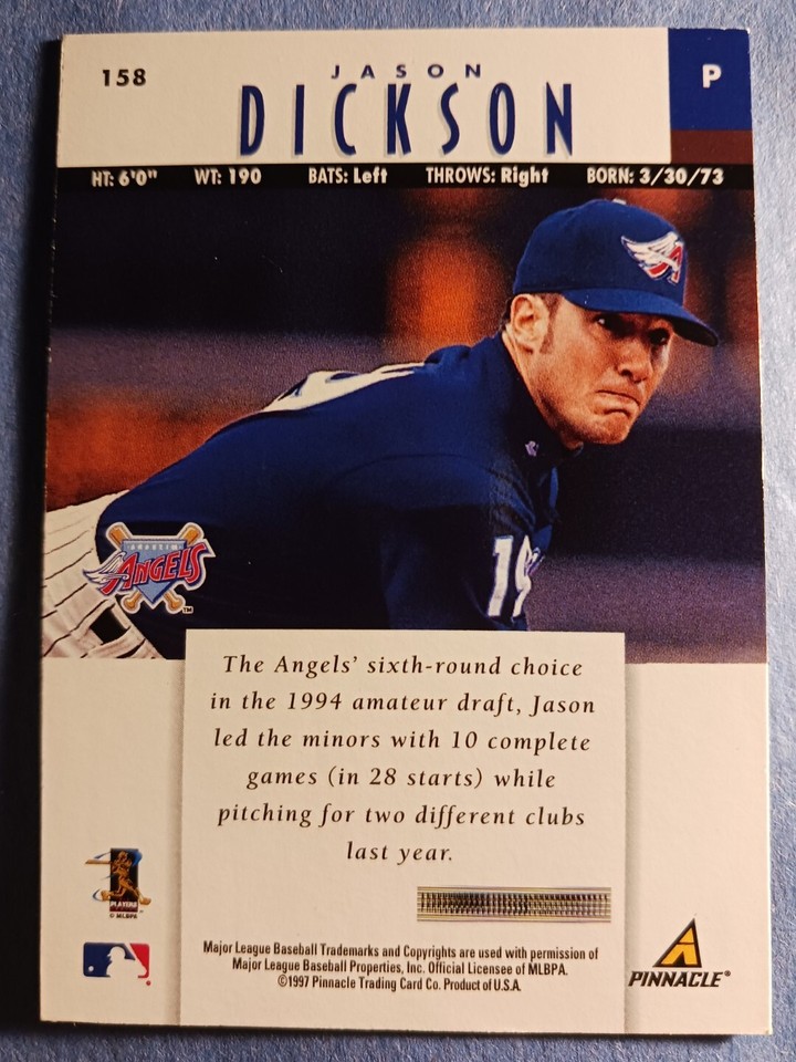 1997 New Pinnacle Jason Dickson Anaheim Angels #158 | eBay