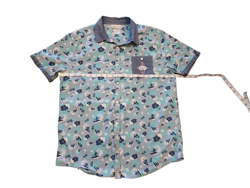 Disney Parks Mens Mickey's Longboard Surf Team Blue Pearl Snap Size ...