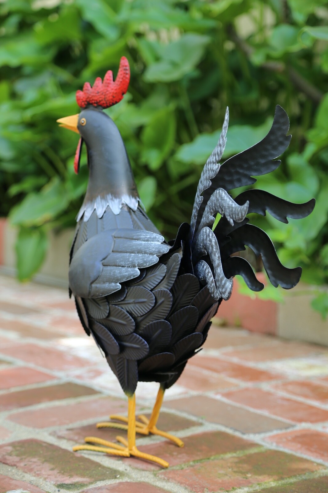 Outdoor/Indoor Accent Metal Black Rooster Figurine Statues 20 inch tall ...