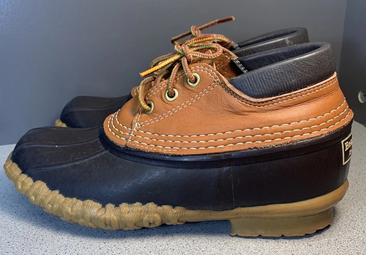 LL Bean Womens Brown Leather Gumshoe Low Duck Boots 1311 Size 6 M | eBay