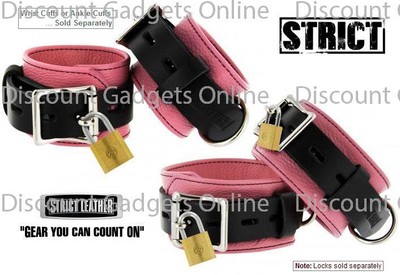 Strict Leather Pink Black Deluxe Locking Cuffs Bondage Restraint Wrist ...