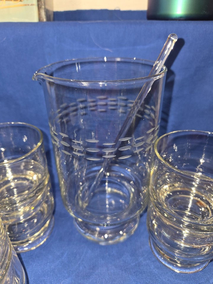 Princess House #407 Crystal Martini Pitcher & 6 Glasses, Stirrer ...