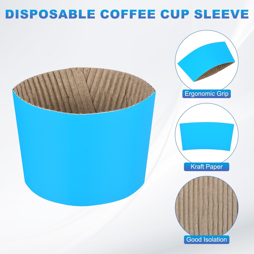 100pcs Disposable Coffee Cup Sleeves, Cardboard Cup Sleeves Blue | eBay